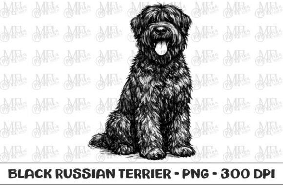 Black Russian Terrier Dog Sketch PNG Graphic by MoxiFikaDesignCo ...