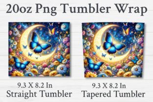 Blue Butterfly Moon Garden Tumbler Wrap Graphic by Art Zone · Creative ...