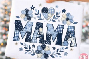 Blue Patchwork Mama Art PNG T-Shirt Graphic by Daisy Prints · Creative ...