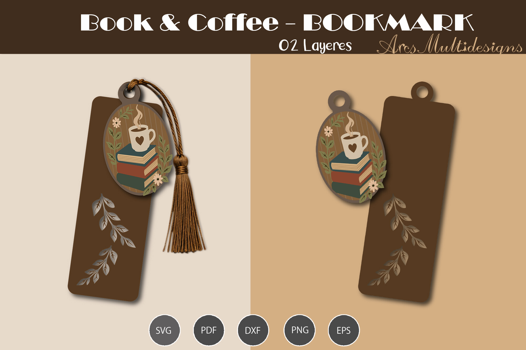 Book and COffee Bookmark SVG Template Graphic by Arcs Multidesigns ...