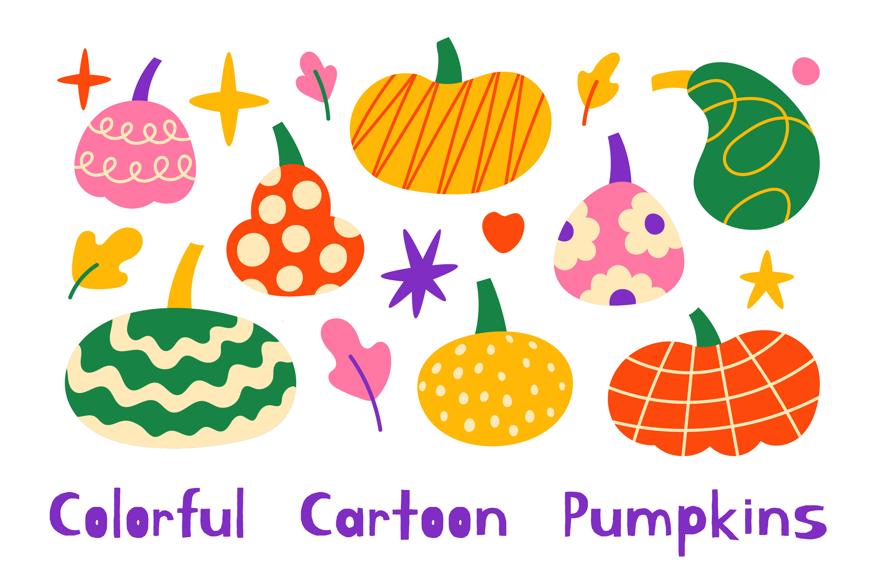 Colorful Cartoon Pumpkins PNG Clipart Graphic by Rin Green · Creative ...