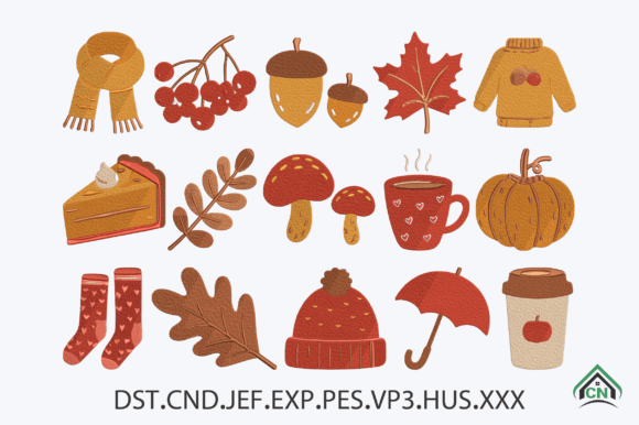Cozy Autumn Fall Season Embroidery File · Creative Fabrica