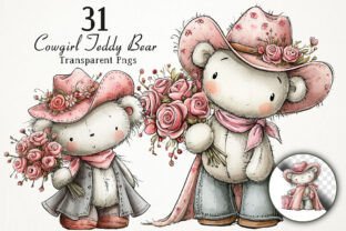 Cute Cowgirl Teddy Bear PNG Clipart Graphic by NexaArt · Creative Fabrica