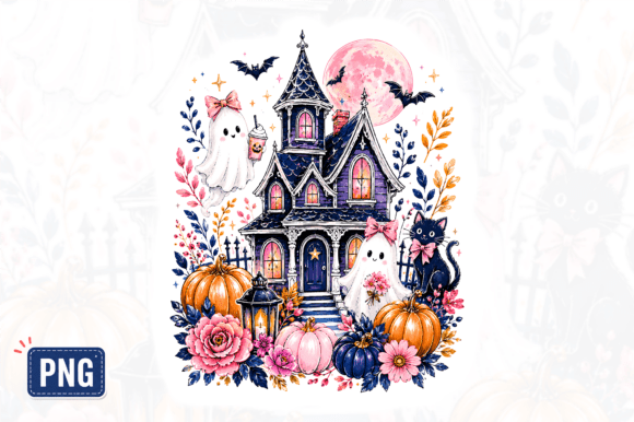 Cute Haunted House Halloween PNG Graphic by SaraahCraft · Creative Fabrica