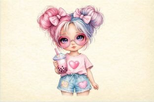 Cute Pastel Boba Tea Girl PNG Graphic by lazy kitty · Creative Fabrica