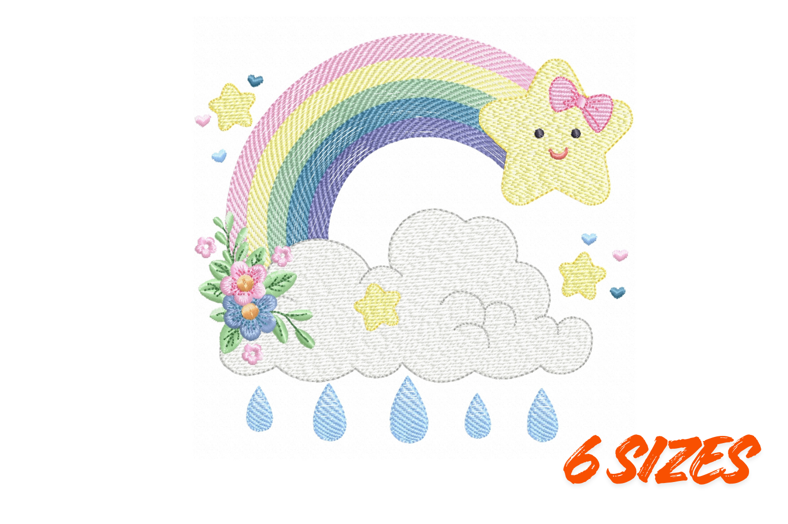Cute Rainbow Star Embroidery Design File · Creative Fabrica