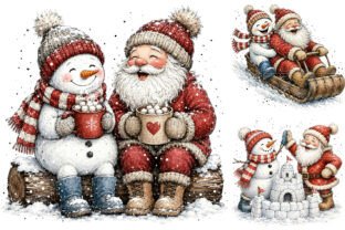 Cute Santa Snowman Christmas Clipart Graphic by Aspect_Studio ...