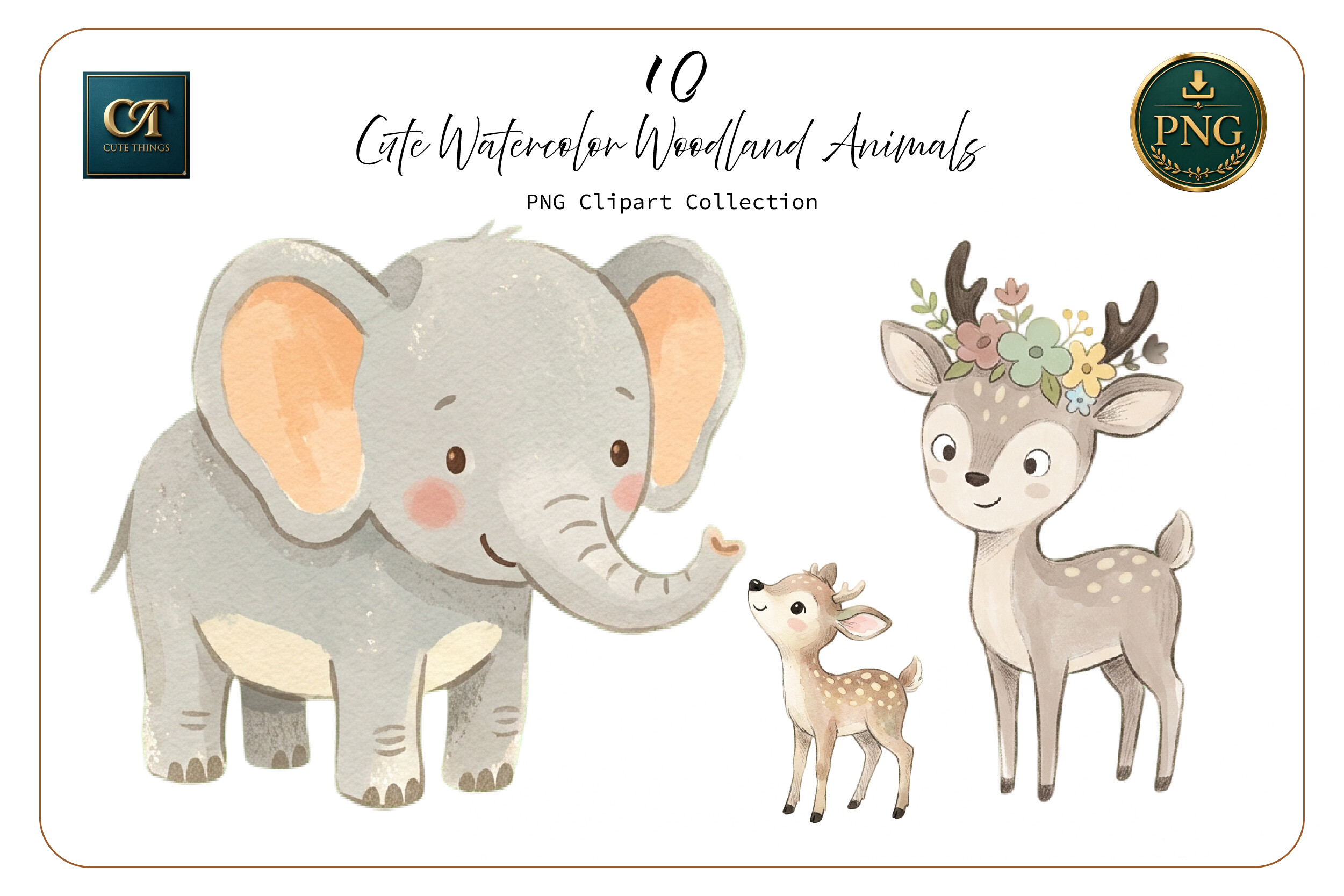 Cute Watercolor Woodland Animals Graphic by Cute Things · Creative Fabrica