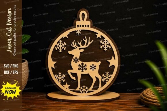 Deer Snowflake Ornament Laser Cut Svg · Creative Fabrica