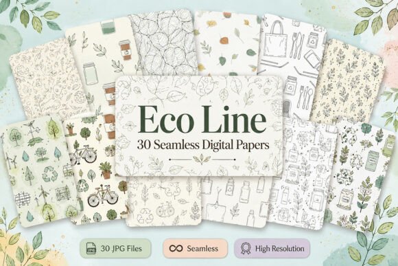 Eco Line Seamless Digital Paper Graphic by T.D. House · Creative Fabrica