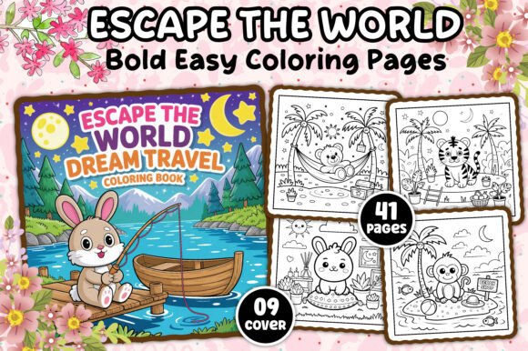 Escape World Dream Travel Coloring Book Graphic by Fantail Goldfish ...