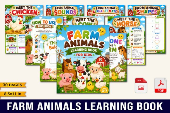 Farm Animals Learning Book Graphic by designmela01 · Creative Fabrica