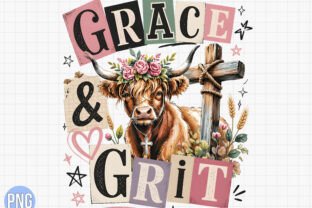 Grace and Grit Highland Cow PNG T-shirt Graphic by Bee Prints ...