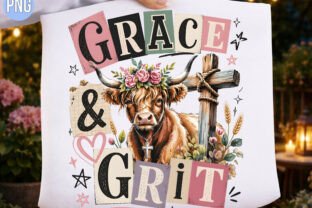 Grace and Grit Highland Cow PNG T-shirt Graphic by Bee Prints ...
