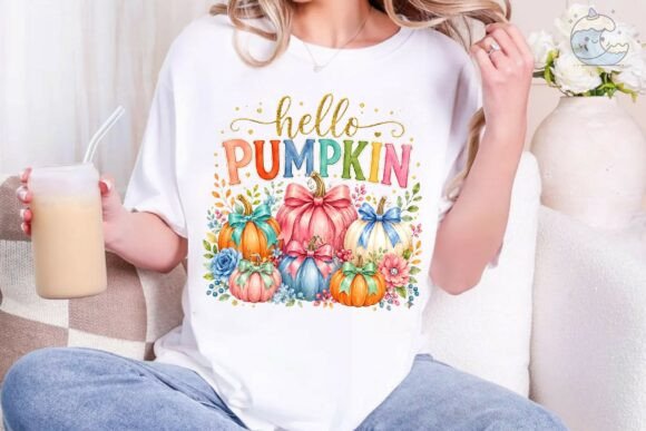 Hello Pumpkin Watercolor Fall PNG Clipar Graphic by Dreamtidestudio ...
