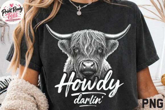 Howdy Darlin Highland Cow Western PNG Graphic by PrintReadyTees ...