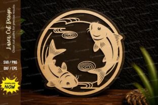 Koi Fish Circle Laser Cut Svg Design · Creative Fabrica