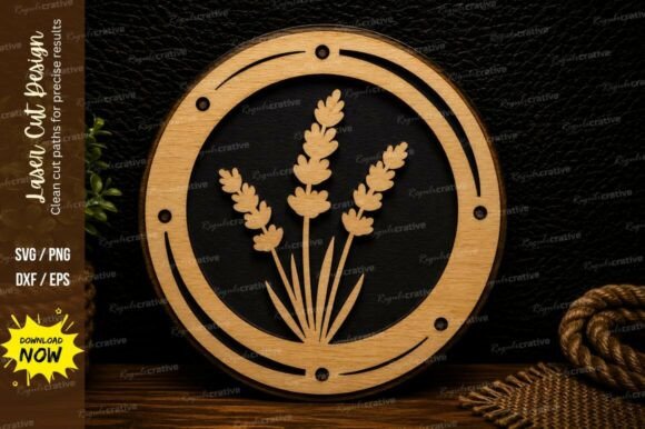 Lavender Round Frame Laser Cut Svg Desig · Creative Fabrica
