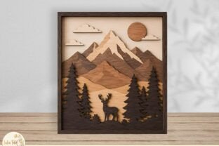 Layered Deer Mountain Laser Cut File SVG · Creative Fabrica