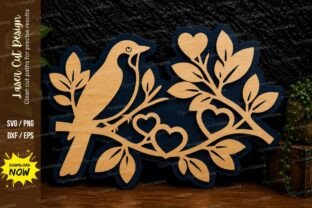 Love Birds Branch Laser Cut Svg Design · Creative Fabrica