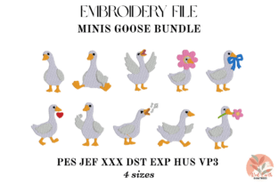 Mini Goose Embroidery Bundle 24 Designs · Creative Fabrica