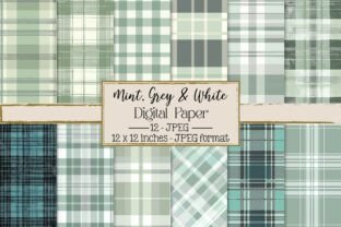Mint, Grey and White Plaid Backgrounds Graphic by Dream Print ...