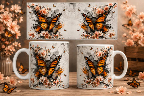 Monarch Butterfly Mug Wrap PNG Graphic by emailtemplate · Creative Fabrica