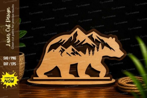 Mountain Bear Silhouette Laser Cut Svg · Creative Fabrica