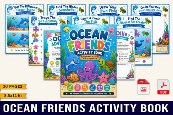 Ocean Friends Activity Book Graphic by designmela01 · Creative Fabrica