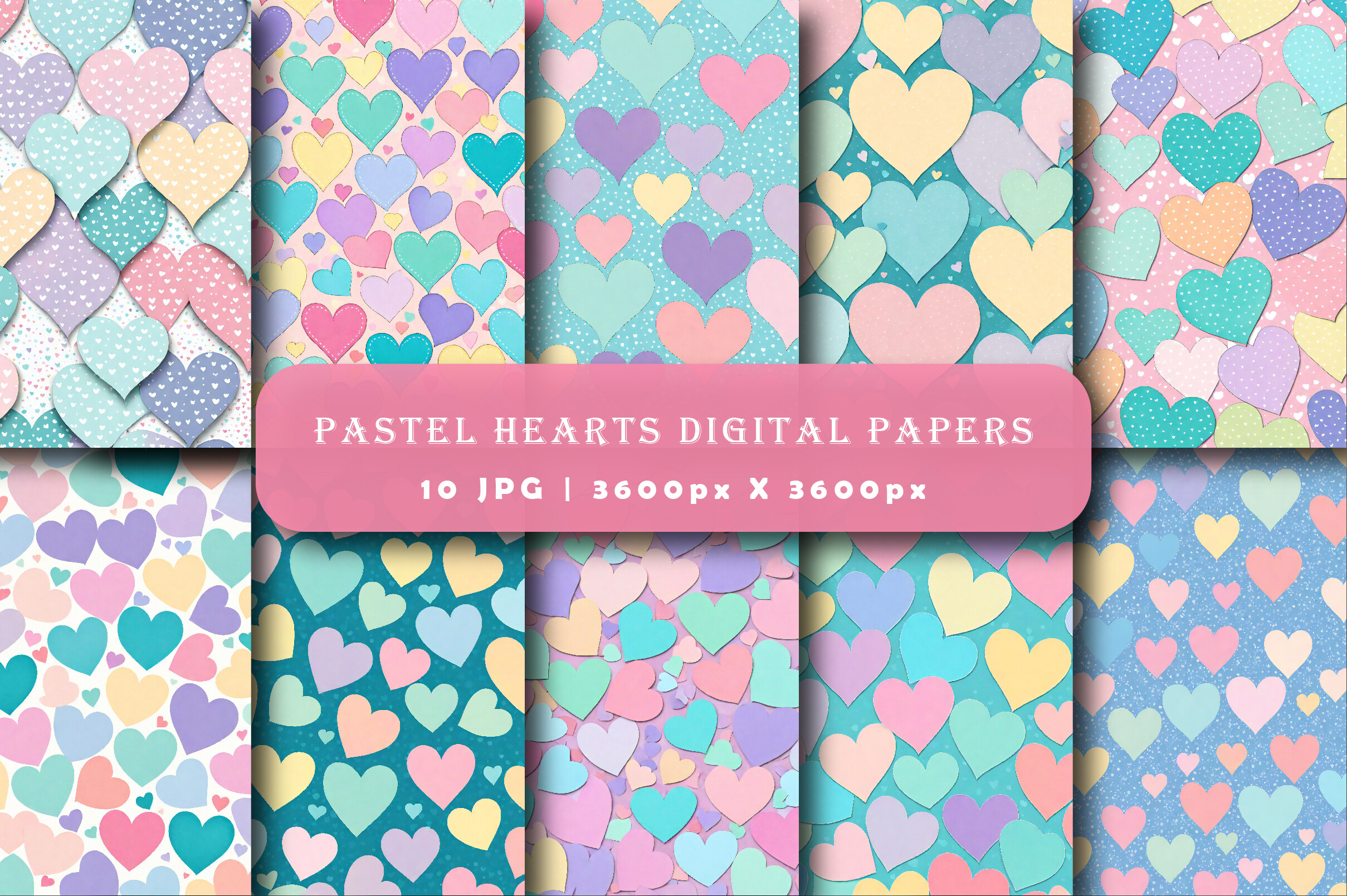 Pastel Hearts Digital Papers Graphic by srempire · Creative Fabrica