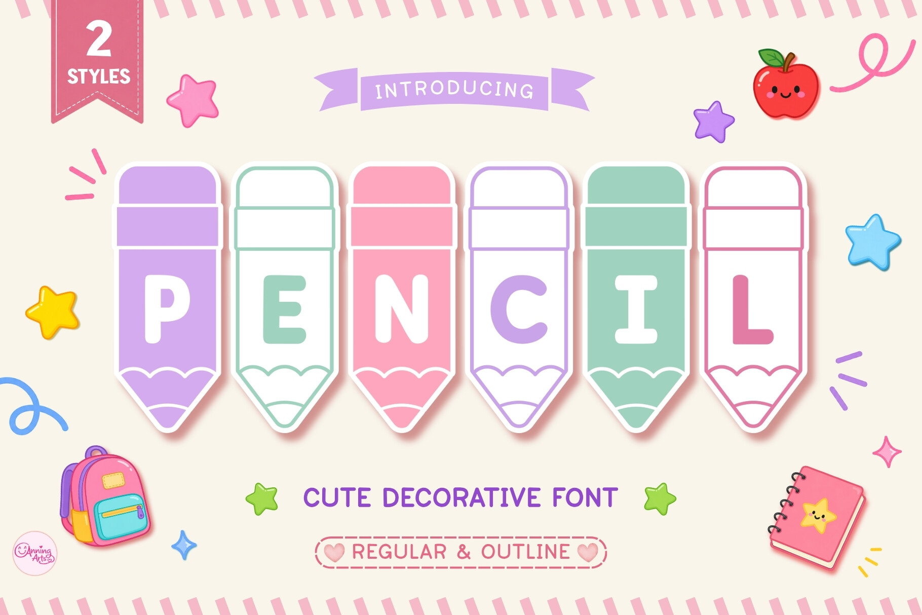 Pencil Font by AnningArts · Creative Fabrica