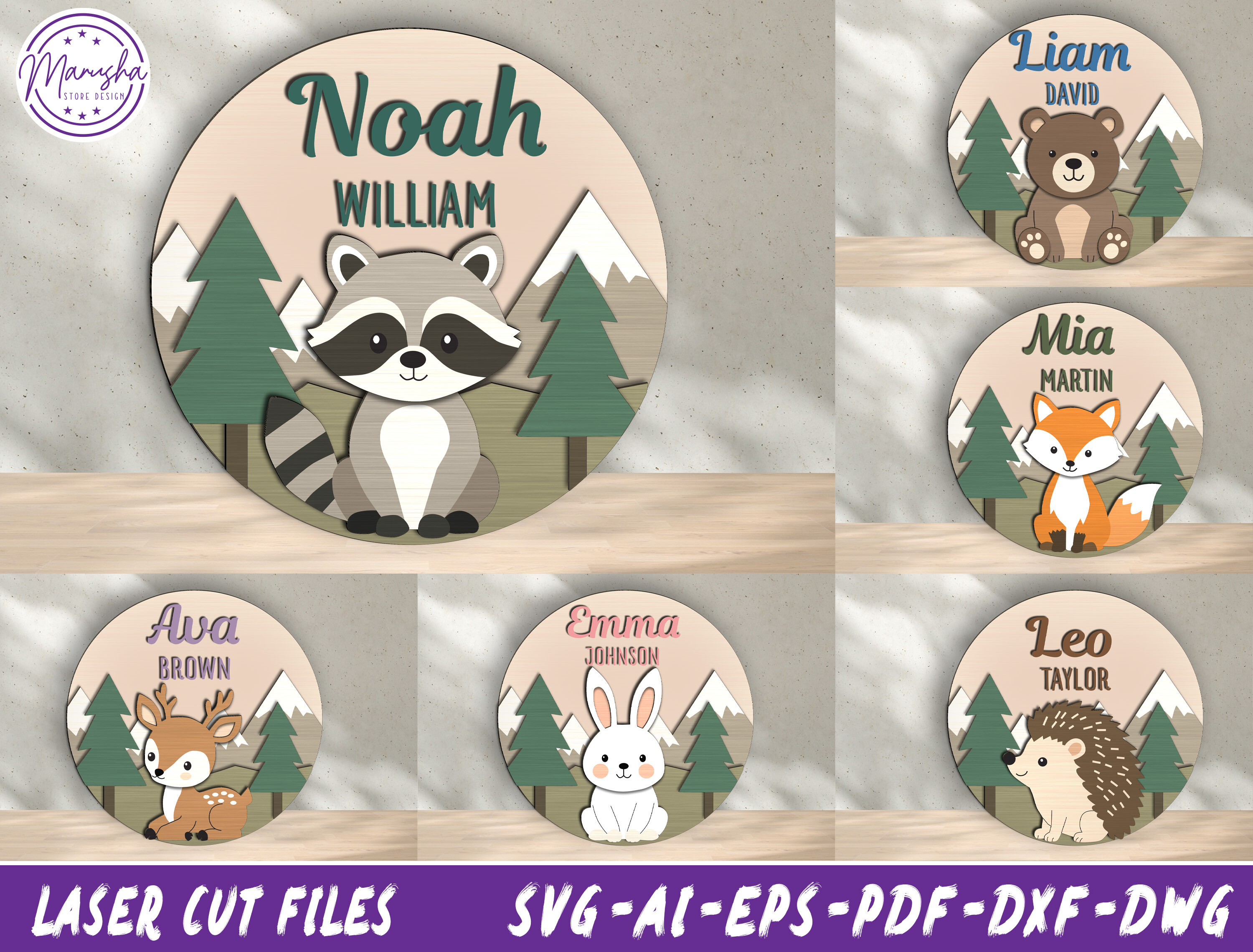 Personalized Woodland Nursery Name Sign · Creative Fabrica