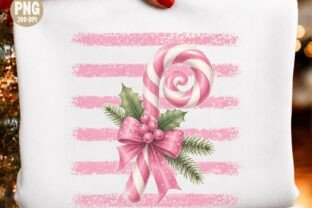 Pink Candy Cane Christmas Clipart PNG Graphic by Craft Palette ...