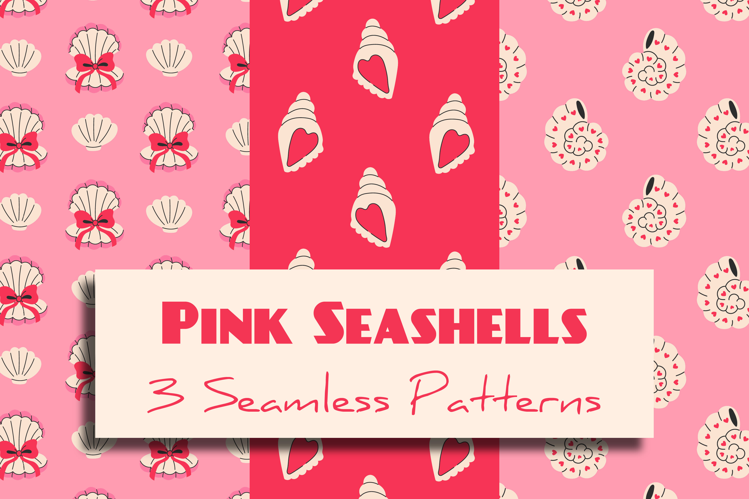Pink Coquette Seashell Seamless Patterns Graphic by Rin Green ...
