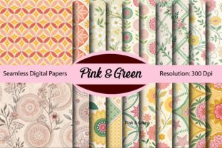 Pink & Green Seamless Digital Paper Graphic by Colourful · Creative Fabrica