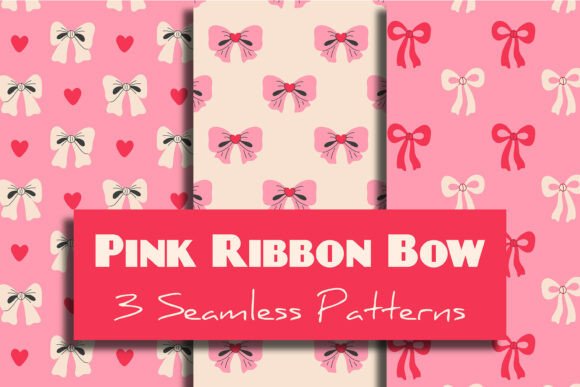 Pink Ribbon Bow Seamless Patterns Graphic by Rin Green · Creative Fabrica