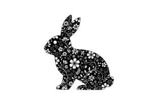 Rabbit Silhouette with Floral Pattern Graphic by theresumepark ...