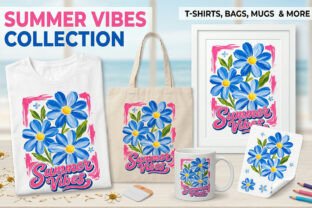 Summer Vibes Blue Daisy Floral Design Graphic by GraphicView · Creative ...
