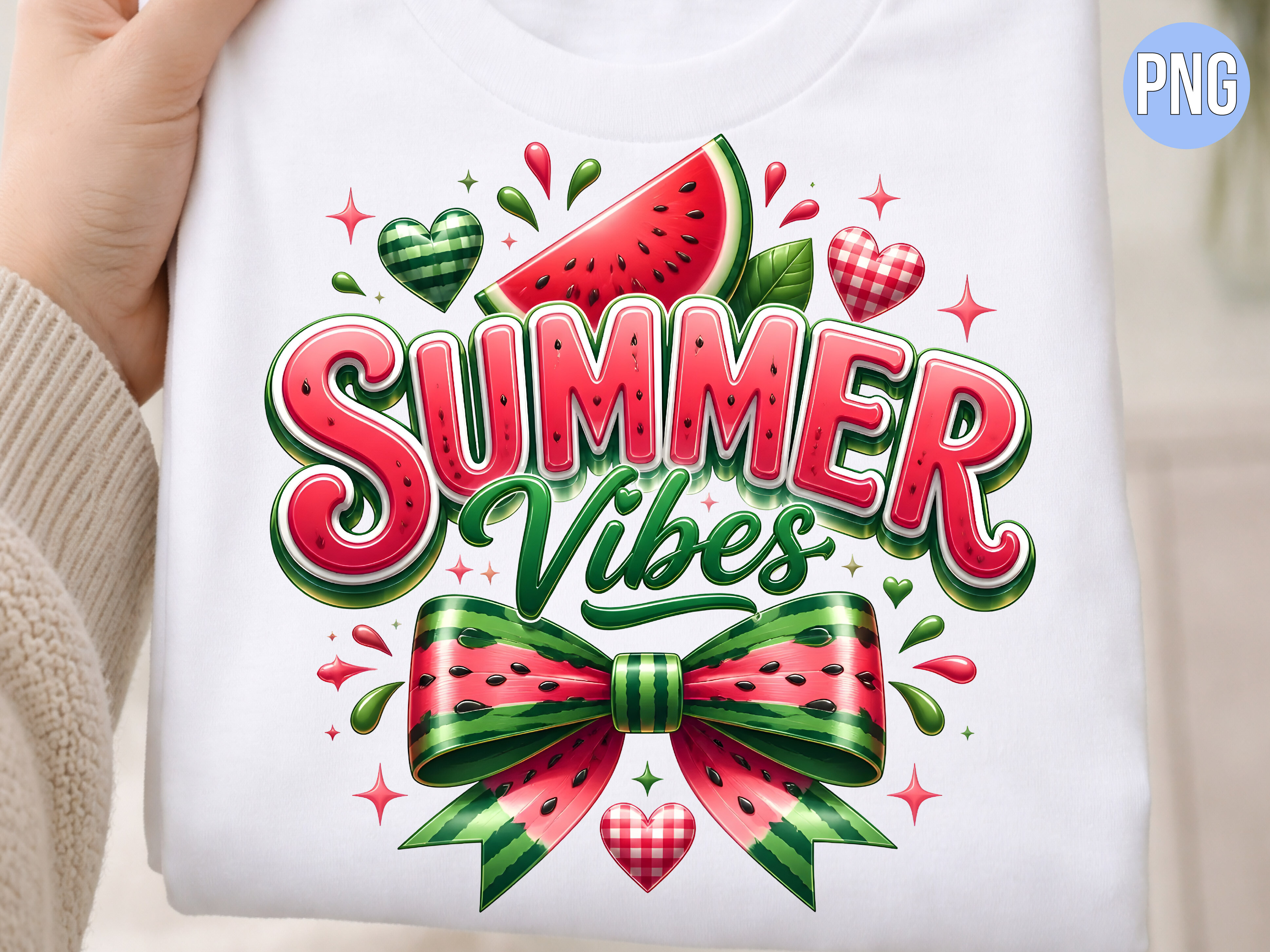 Summer Vibes Cute Watermelon Bow PNG Graphic by Digital Duck · Creative ...