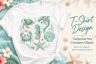 Turquoise Sea Creatures PNG Cliparts Graphic by NdkMode · Creative Fabrica