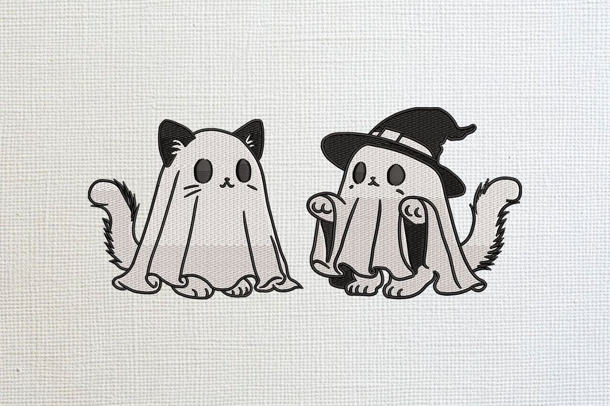 Two Ghosts Embroidery · Creative Fabrica