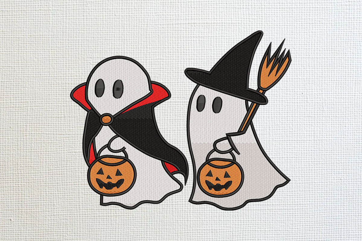 Two Ghosts Embroidery · Creative Fabrica