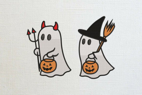 Two Ghosts Embroidery · Creative Fabrica