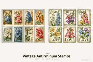 Vintage Antirrhinum Stamps Graphic by Velvet.Sparrow · Creative Fabrica