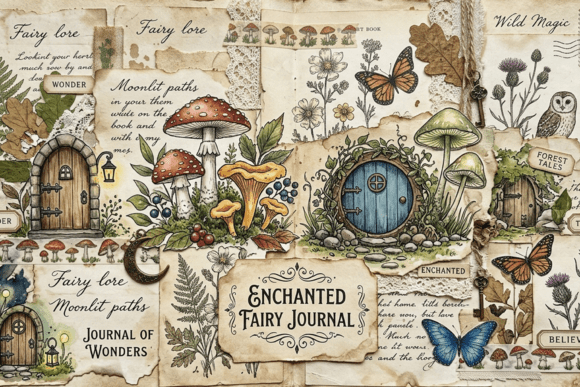 Vintage Bird Garden Ephemera Collage Graphic by LifePlanStudeo ...