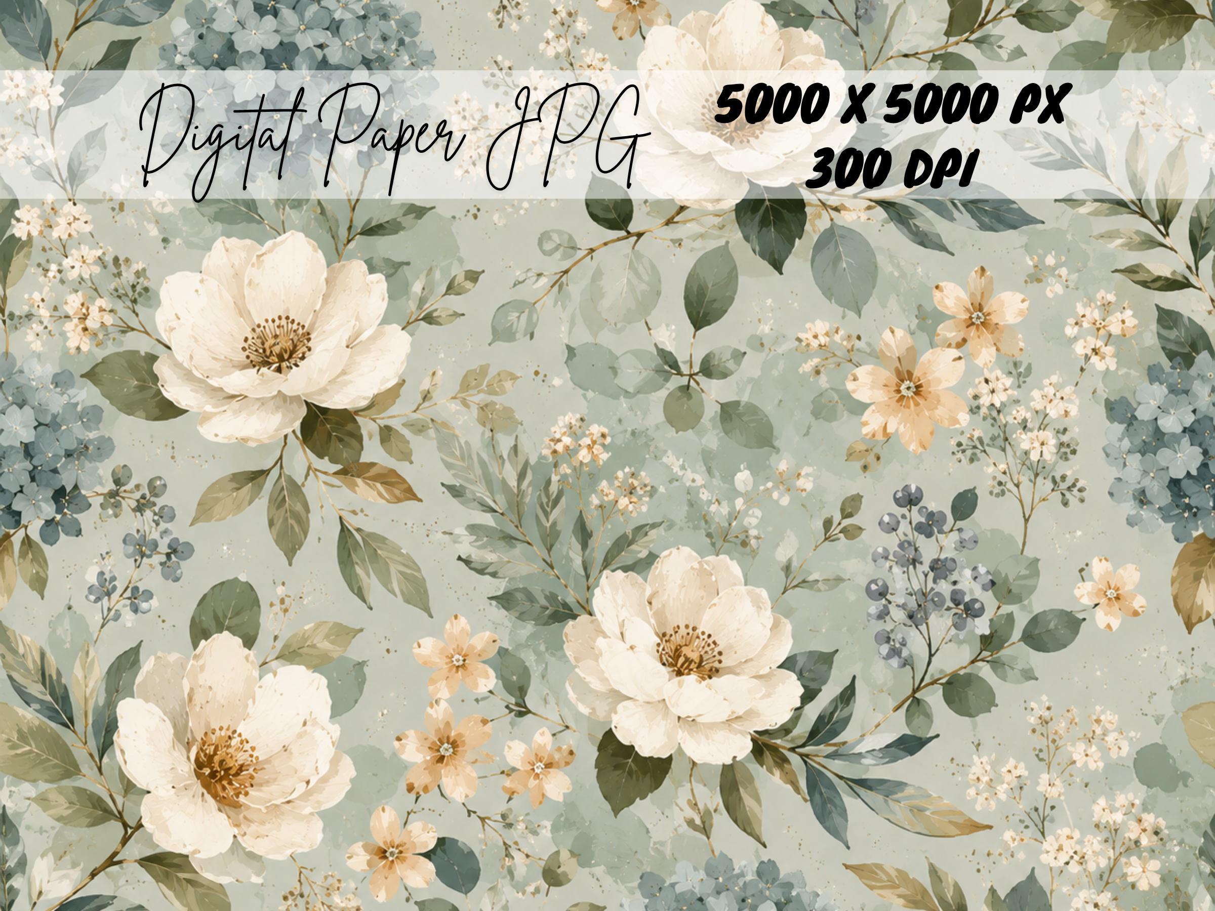 Vintage Sage Garden Digital Papers Graphic by SvgCuttingShop · Creative ...