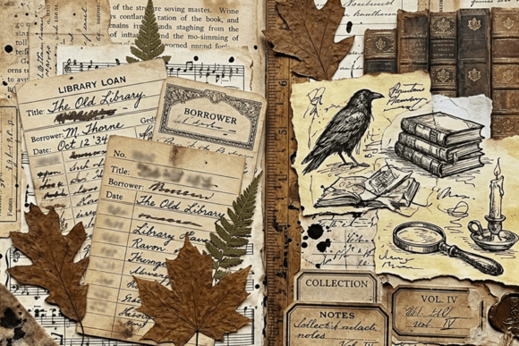Vintage Woodland Ephemera Collage Graphic by LifePlanStudeo · Creative ...