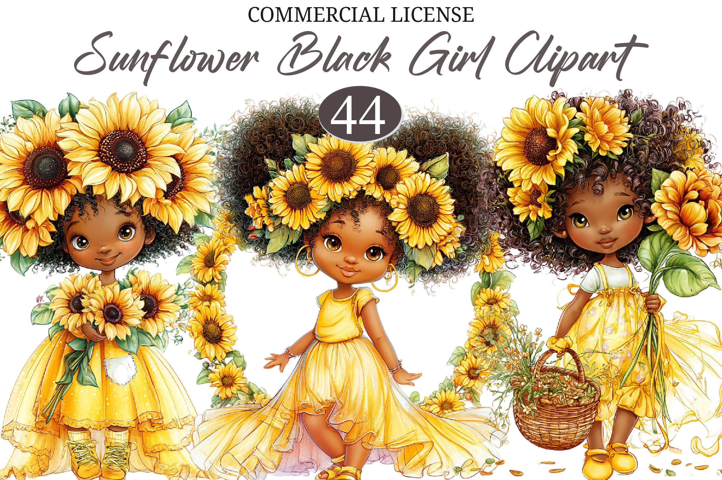 Whimsical Summer Sunflower Black Girl Graphic by ArtStory · Creative ...