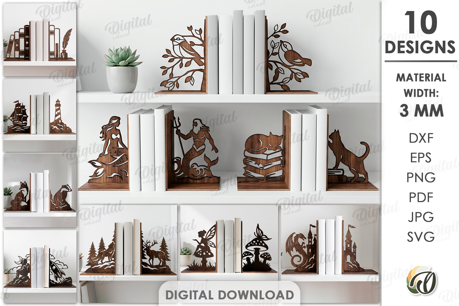 Wooden Bookends Bundle Laser Cut · Creative Fabrica