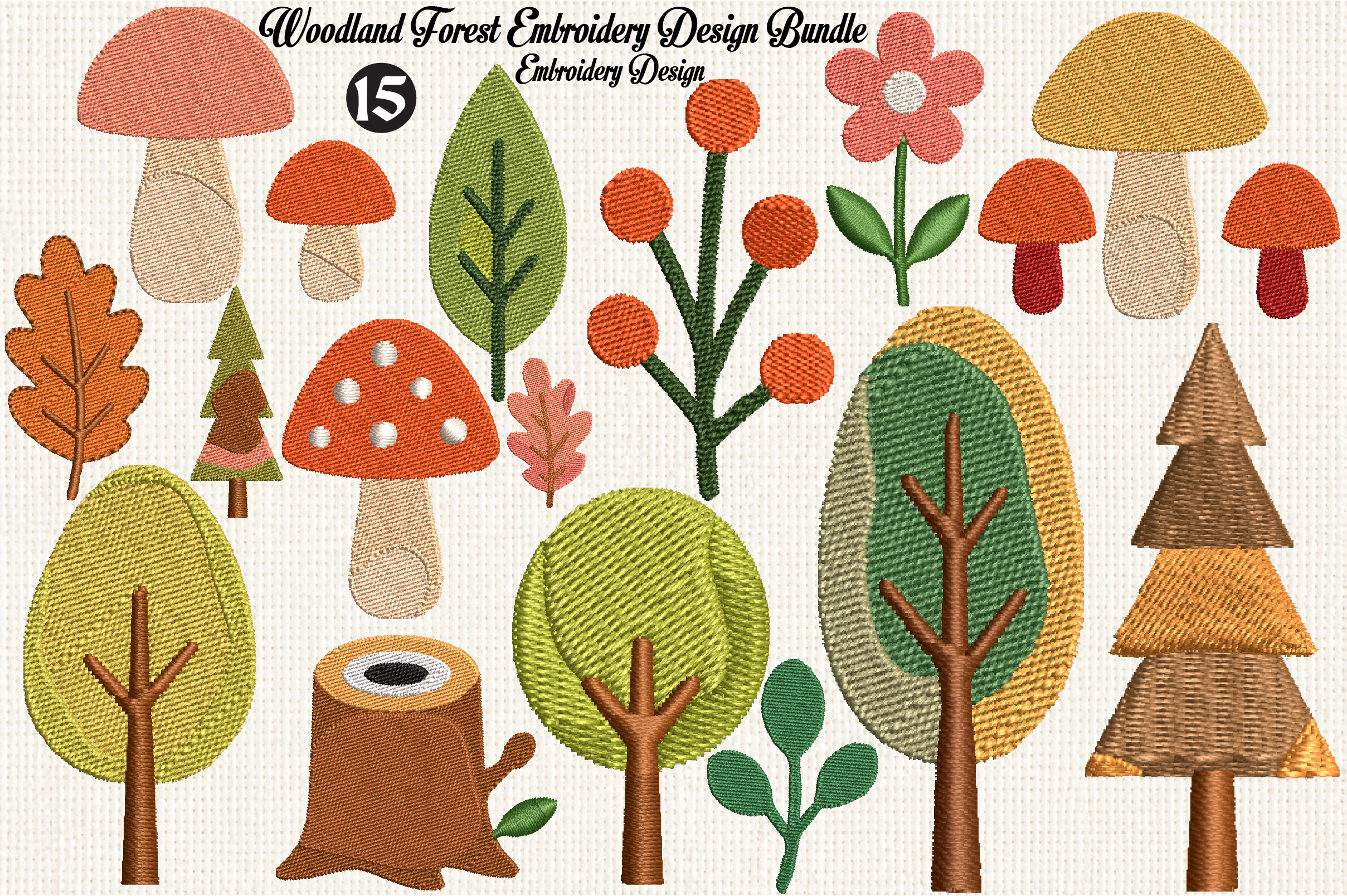 Woodland Forest Embroidery Design Bundle · Creative Fabrica